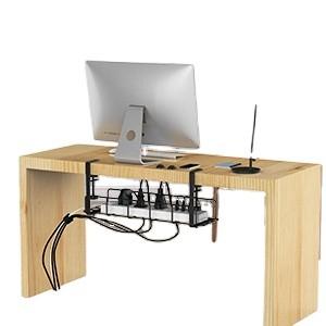 Cina Oem Bianco Acciaio Ferro Carbonio Cable Management Tray Nessuna trivellazione sotto la scrivania in vendita