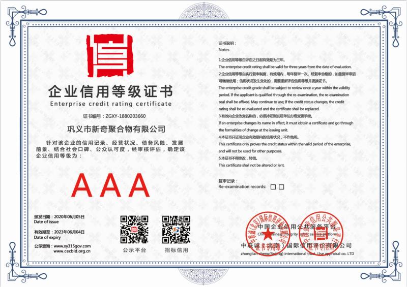 Enterprise credit rating certificate - Henan Saifu Trading Co., Ltd.