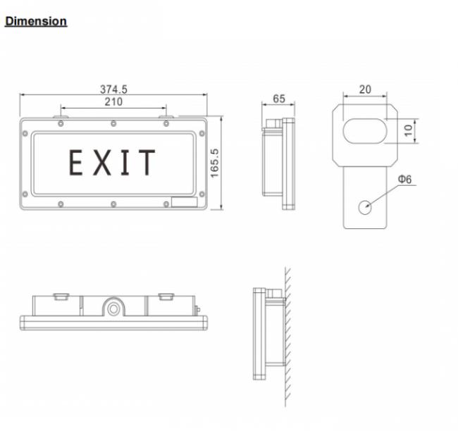 Flameproof Emergency Light with Customised Surface Pattern 3W 220VAC Exit Sign for Hazardous Areas and Zones 1 2 amp 21 22 0