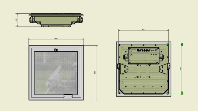 ATEX 18*18 Inch Square Shape Explosion Proof Light 100w 130lm/w Gas Station Light With Five Years Warranty