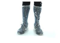 China Transparent Slip Resistant Disposable Plastic Boot Covers With Elastic Cuff for sale