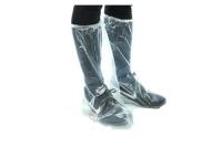 China Transparent Slip Resistant Disposable Plastic Boot Covers With Elastic Cuff for sale