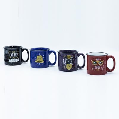 Quality 380 Ml Father's Day Funny Mugs With Rain Drop Glaze And Decal Fired Ceramic Coffee Mugs for sale