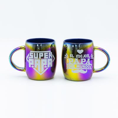 Quality 11.2cmH 500ml Father's Day Coffee Mug Dia 7.8*6cm With Iridescent Electroplating And Decal Firing for sale