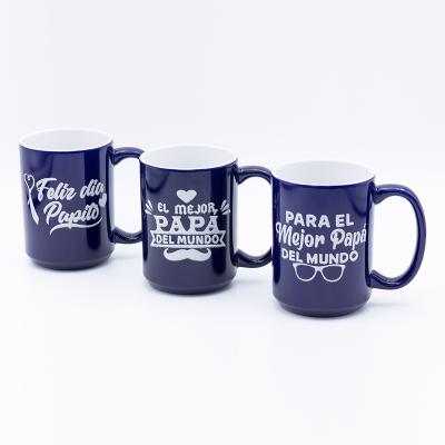 Quality 410ml  Ceramic Fathers Day Mugs Dia 8.5*6.8cm With Glitter Decal Fired for sale