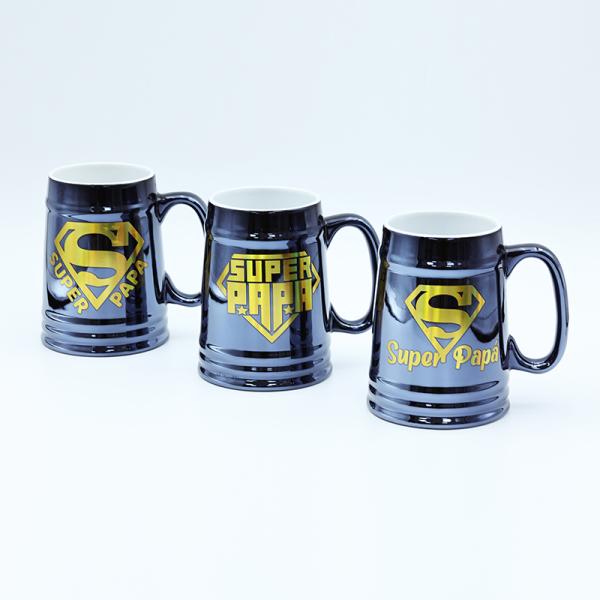 Quality Lightning Electroplating With Laser Golden Foil Decal Firing Father's Day Mugs Dia 8.1*10.2 Cm 13.5 Cm H 650 Ml for sale