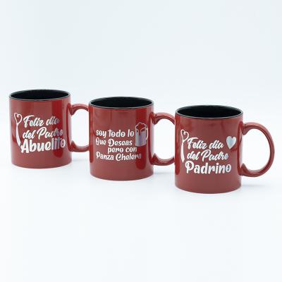 Quality Customized 570ml  Black Inside Red Outside With Silver Laser Foil Decal Firing 19 Oz Ceramic Jumbo Mugs for sale