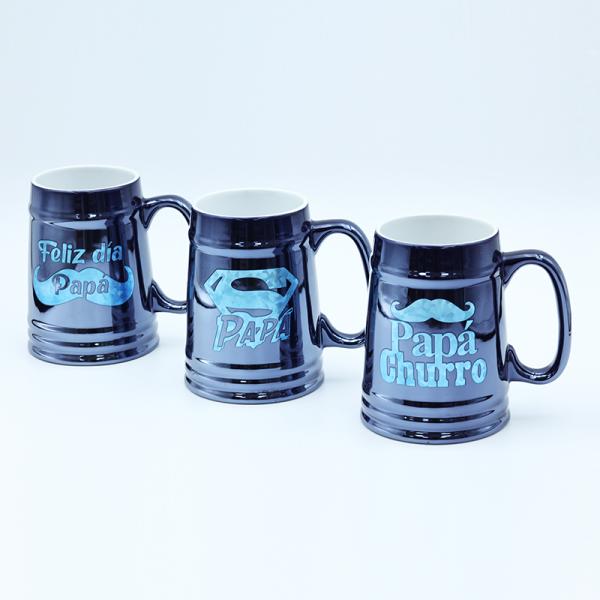 Quality Diamond Blue Foil Decal Fired  Father's Day Mugs  Dia 8.1*10.2cm 13.5cmH 650ml for sale