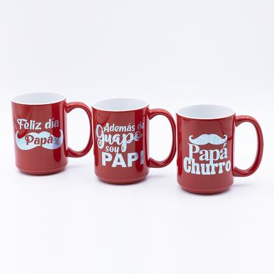 Quality Father's Day Giant Mug With Glitter Decal Fired 410ml For Souvenir Wholesale Shop for sale