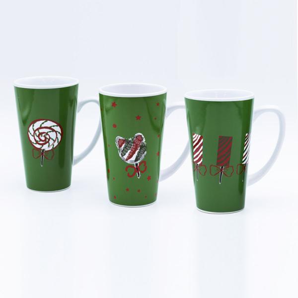 Quality 450 Ml Christmas Two Tone Mug Bulk Christmas Coffee Cups With Decal Fired For Gift Shoppers for sale