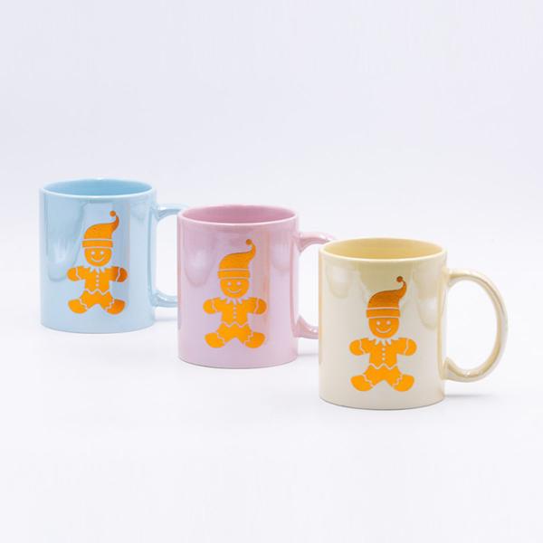 Quality 330ml Bulk Ceramic Christmas Mugs Personalized Electroplated Laser Decal Fired For Gift Shops for sale