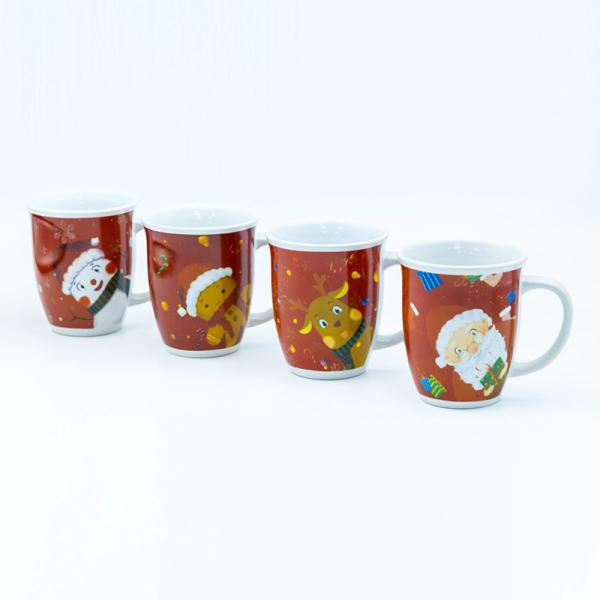 Quality 12 Oz Ceramic Decal Fired Commemorative Christmas Coffee Cups In Bulk For Festival Celebration Type for sale