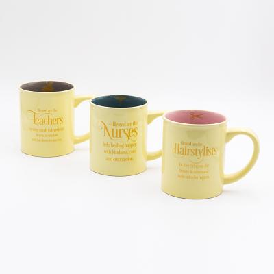 Quality Two Tone Color Glaze Ceramic Happy Teacher's Day Mug Wholesale 580ml For Festival Celebration Company for sale