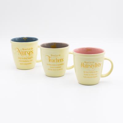 Quality Teacher's Day Mugs Bulk Two Tone Color Glazed Ceramic Decal Fired For Company Festival Gifts for sale