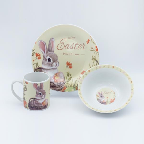 Quality 230ml Decal Fired Easter Mug Bulk Souvenir Dinnerware Set with Customizable for sale