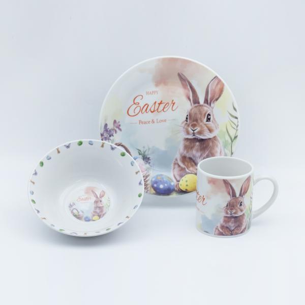 Quality 230ml Decal Fired Easter Mug Bulk Souvenir Dinnerware Set with Customizable for sale