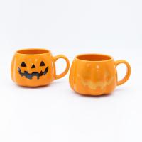 China Bulk Pumpkin Design Ceramic Halloween Coffee Mug Customizable Patterns For Gift Stores for sale