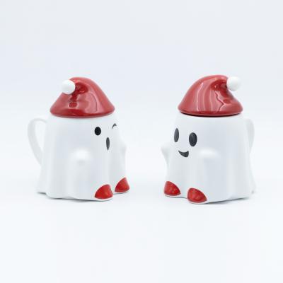China Ceramic Halloween Coffee Mug with Lid and Customizable Designs for Gift Stores for sale