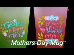 frosted color sprayed mother's day cup with decal fired 500ml