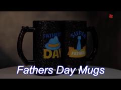 father's day cup 520 ml with gradient black sprayed and dot sprayed and decal fired cup