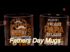 dia 8.3*9.5cm 13.5cmh father's day glass tankard personalized with golden glitter decal fired