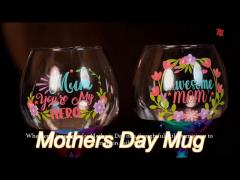 gift shoppers mother's day custom goblet with partial iridescent electroplating and decal fired