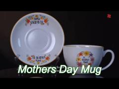 strengthen porcelain cup saucer set 470 ml 16 oz mug with decal fired and colored rim