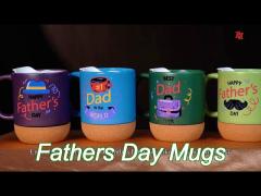 father's day mugs ceramic 380 ml with decal fired plastic lid and cork base designed