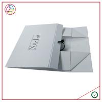 China Foldable Rectangular Rigid Gift Boxes Plastic Coating With Ribbon Decoration for sale