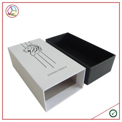 China Wit Buitensporig Document Giftvakje Pen Packing Rectangular Sliding Box Matt Lamination Te koop
