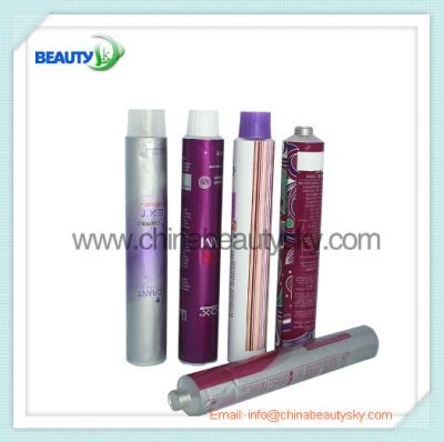 China Empty  aluminum Collapsible tubes for hair dying cream packing silver color printing for sale