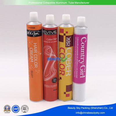 China Colorful Metal Tube Empty Aluminium Tubes  for  Hair Color cream with plastic lids for sale