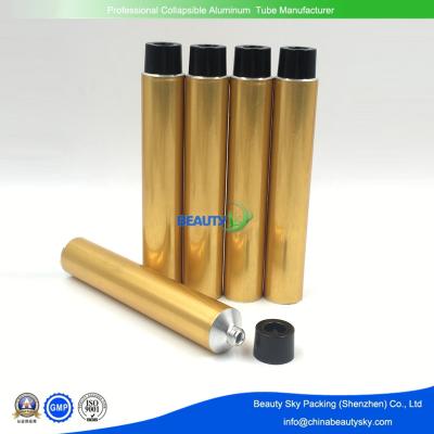 China Dia 40mm Golden color Metal Tube Empty Aluminium Tubes  for  Hair Color cream with plastic lids for sale