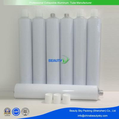 China Dia 40mm white printing Metal Tube Empty Aluminium Tubes  for  Hair Color cream with plastic lids for sale