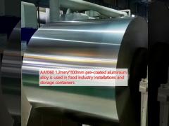 AA1060 1.2mm/1100mm pre-coated aluminium alloy is used in food industry installations and storage containers