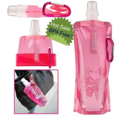 China 16oz plastic folding water bag/foldable water bottle/drink bottle for sale