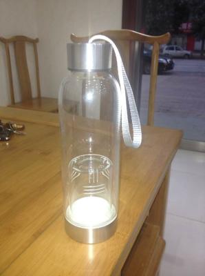 China Glass water bottle with tea strainer for sale