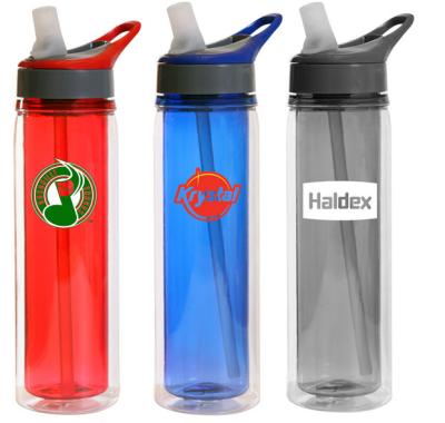 China Double wall sports water bottle with flip drinking spout for sale