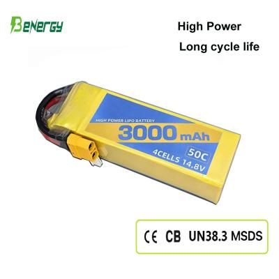 China 50C 14.8V 3000mAh Bateria de drones de iões de lítio de alta potência à venda