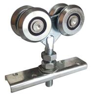 China Silver Four Rollers Slide Hanging Door Rollers 44mm With Forge Centre Plate for sale