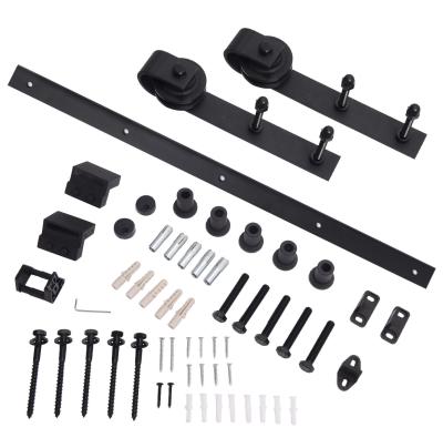 Cina pista di Bent Strap Barn Door Hardware Kit Sliding Gate Rollers And del nero 80kg-100kg in vendita