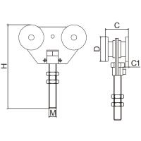 China 4 Wheels Hanging Door Rollers Trolley 47mm Roller for sale