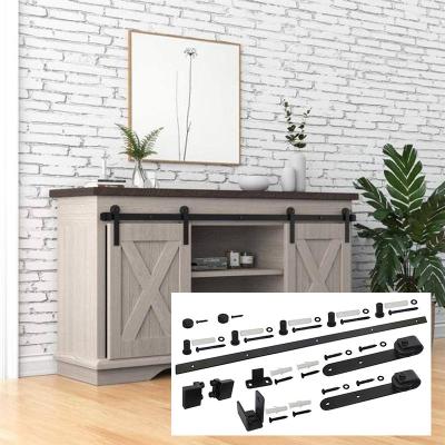 Cina 6 Ft di acciaio solido Mini Barn Door Hardware Kit per le porte di legno della doppia mobilia in vendita