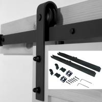China Sliding Soft Close Strap Rolling Barn Door Hardware Kit Black for sale