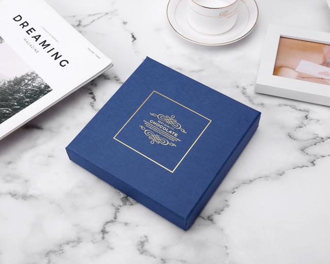 Customizable chocolate packaging with various surface treatments