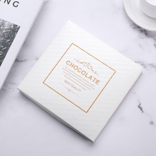 Rigid chocolate box with gold foil detailing