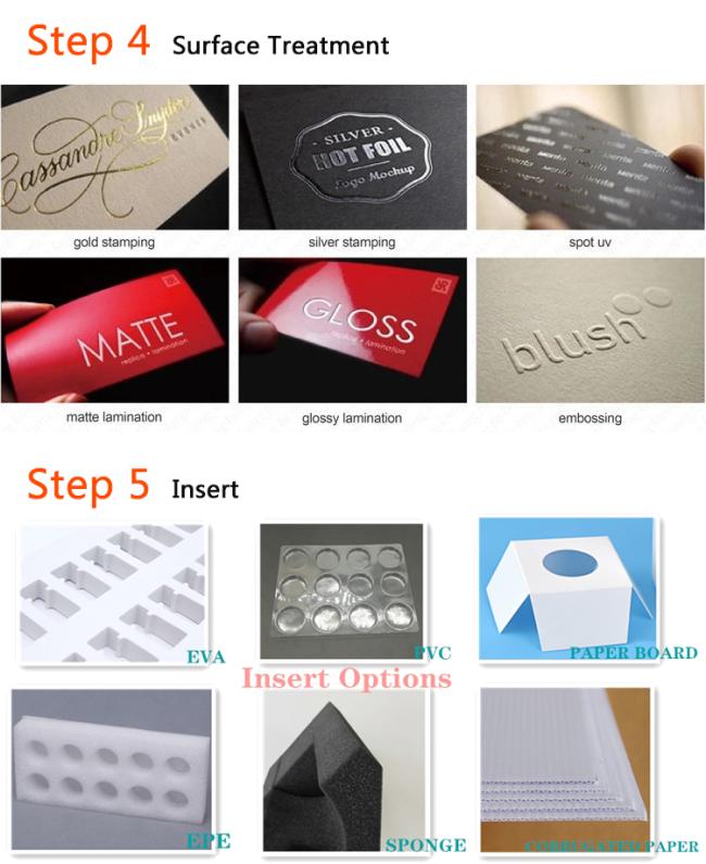 Color and material samples for candle packaging