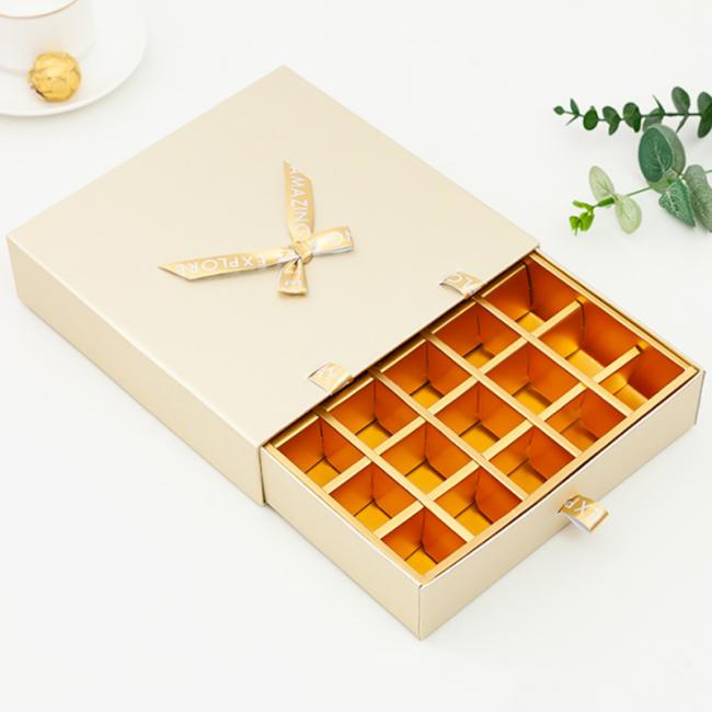 Modern chocolate gift box with ribbon decoration