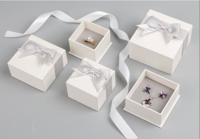 Side view of luxury leather jewelry packaging box