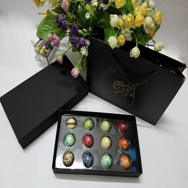 Close-up of premium chocolate packaging with elegant surface finish